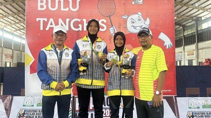 Atlet Ganda Putri Cabor Bulu Tangkis Kontingen Aceh Utara Raih Emas di Popda Aceh 2024 ...
