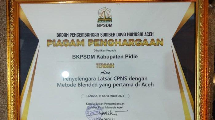 BKPSDM Pidie Raih Penghargaan Terbaik dari BPSDM Provinsi Aceh ...