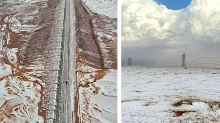 Hujan Es dan Salju Selimuti Gurun di Al Jawf Arab Saudi, Pertama Kali ...