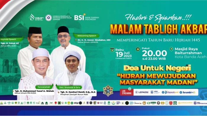 LEPADSI akan Gelar Tabligh Akbar di Masjid Raya Baiturrahman, Tu Sop Isi Ceramah - Serambinews.com