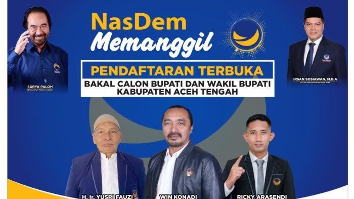 Sebelas Figur Mendaftar ke NasDem Aceh Tengah untuk Maju Pilkada 2024, Berikut Nama-namanya ...