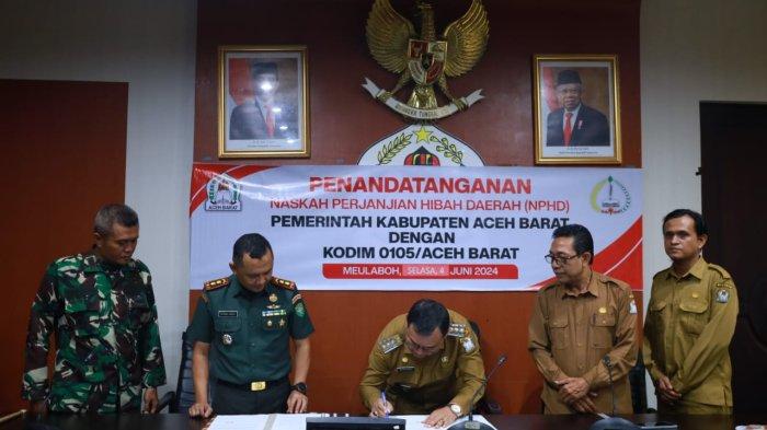 Tingkatkan Pengamanan Pilkada 2024, Pemkab Aceh Barat dan Kodim 0105 Tanda Tangani NPHD ...