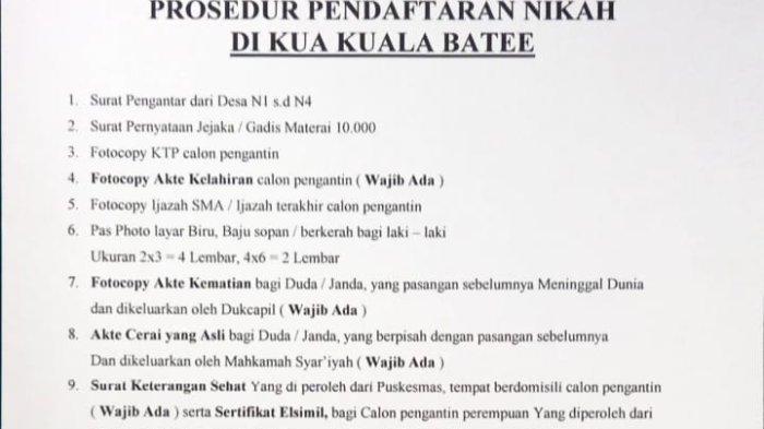 Ini Prosedur Nikah di KUA Kuala Batee Abdya, Lampirkan Surat Pernyataan ...