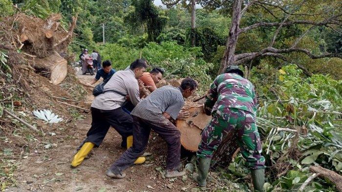 Lintas Lhok Bengkuang-Pantonluas Aceh Selatan Tertimbun Longsor, TNI & Polri Gotroy Bersihkan ...
