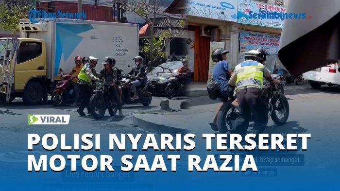 VIDEO Viral Detik-detik Polisi Nyaris Terseret Motor Akibat Pengendara Ngotot Kabur saat Razia ...