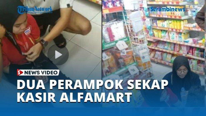 VIDEO Viral Dua Perampok Sekap Kasir Alfamart, Gasak Uang Rp 63 Juta - Serambinews.com