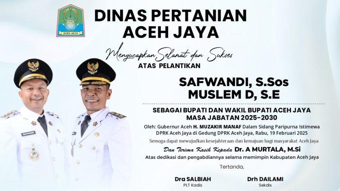 Dinas Pertanian Aceh Jaya Sambut Pelantikan Bupati dan Wakil Bupati Aceh Jaya Periode 2025-2030 ...