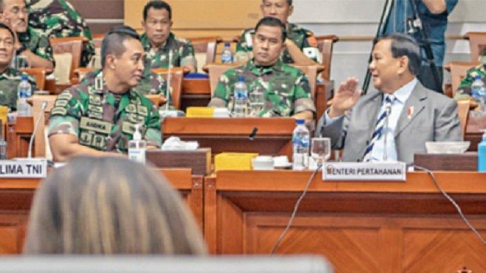 Menhan, Panglima TNI, dan KSAD Rapat di DPR, Jenderal Dudung Beri Hormat ke Jenderal Andika ...
