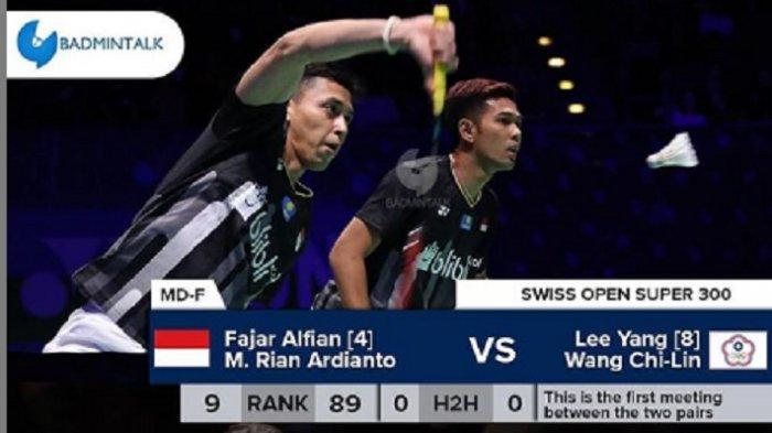 Hasil Final Swiss Open 2019 - Fajar/Rian Butuh Satu Set Lagi untuk Jadi Juara - Serambinews.com