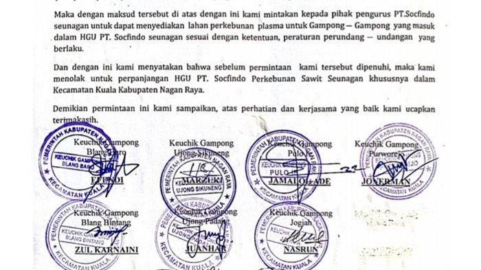 Keuchik dan Mukim di Nagan Raya Ramai-ramai Minta Socfindo Seunagan Akomodir Kebun Plasma ke ...