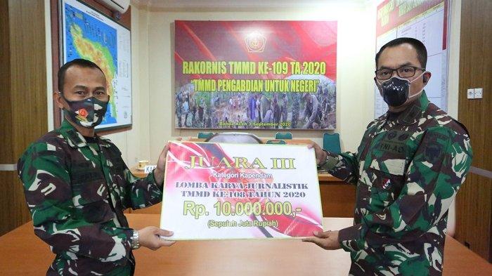 Kapendam IM Juara Tiga Lomba Karya Jurnalistik TNI Manunggal Membangun Desa Ke-108 - Serambinews.com