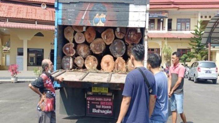 Hendak Dijual ke Medan, Truk Tronton Bermuatan 51 Kayu Balok Dicegat di Depan Mapolres Langsa ...