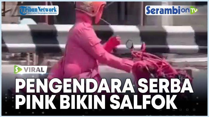 VIDEO VIRAL Pengendara Serba Pink Bikin Salfok, Dari Baju Hingga Motor ...