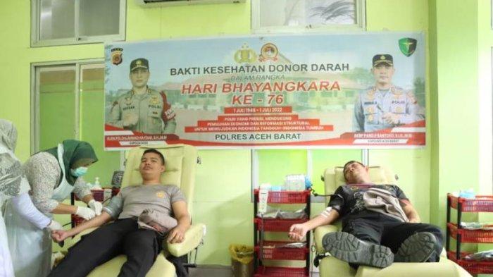 Sambut Hari Bhayangkara Ke-76, Polres Aceh Barat Gelar Donor Darah, Ini Jumlah Terkumpul ...