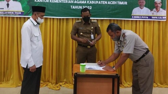 Kemenag Teken MoU Sertifikasi Tanah dengan BPN dan Pemkab Aceh Timur - Serambinews.com