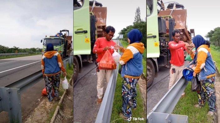 Viral, Istri Jumpai Suami di Pinggir Jalan Tol Demi Beri Bekal Makan, Aksinya Haru, Begini ...