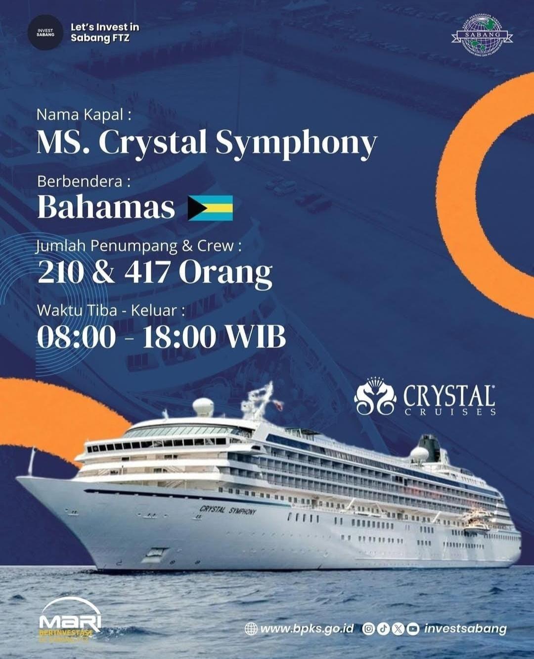 MS. Crystal Symphony Singgah di Sabang Hari Ini, Ratusan Wisatawan Siap Jelajahi Keindahan Kota ...
