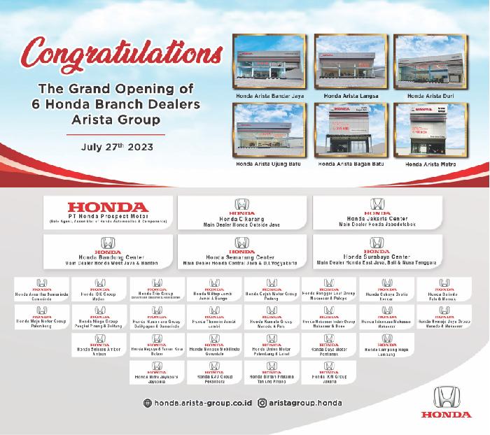 Selamat atas Grand Opening 6 Cabang Dealer Honda Arista! - Serambinews.com