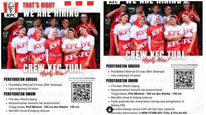 KFC TUAL dan KFC Pulai Kei Buka Lowongan Kerja, Pendidikan Minimal SMA ...