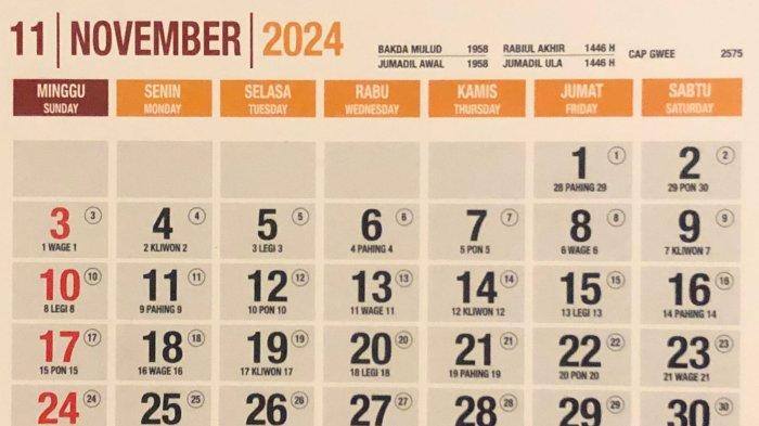 Kalender Lengkap November 2024, Tanggal Merah dan Cuti Bersama ...