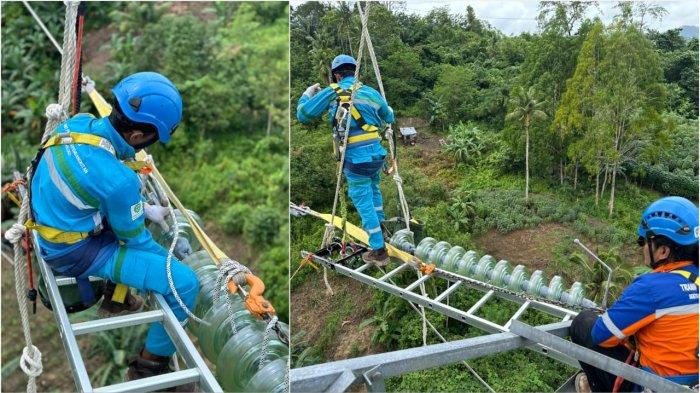 Tim UP3B Maluku Lakukan Pemeliharaan Isolator pada Tower 15 Line 2 ...