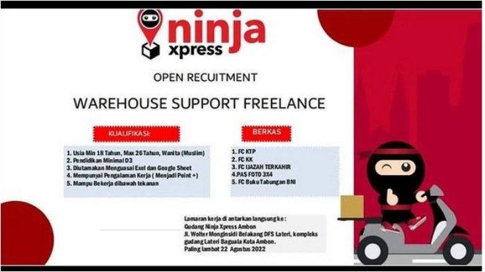 Ninja Xpress Ambon Buka Lowongan Kerja, Posisi: Warehouse Support ...