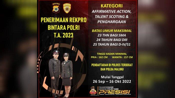 Polda Maluku Buka Rekrutmen Proaktif Bintara Polri untuk Lulusan SMA hingga S1, Simak Syaratnya ...
