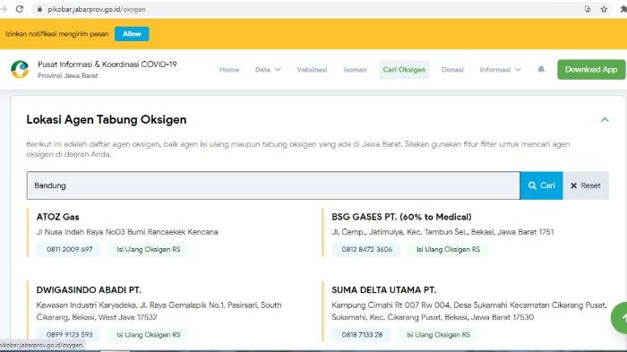 Pemprov Jabar Luncurkan Fitur Cari Oksigen di Aplikasi Pikobar, Info Lokasi Pembelian dan Isi ...