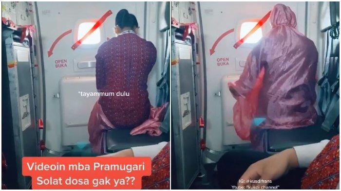 Viral Video Pramugari Tayamum dan Salat di Pesawat yang Mengudara: Gimana Gak Adem Penerbangan ...