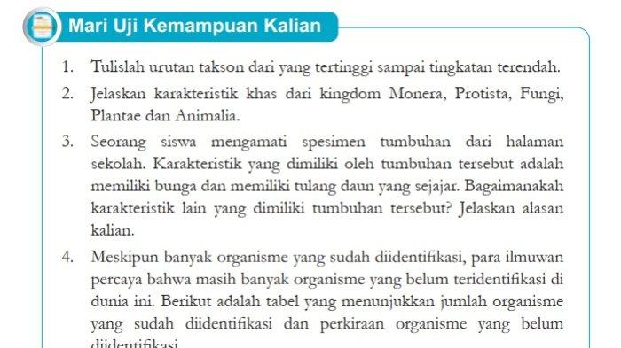 Kunci Jawaban IPA Kelas 7 Semester 1 Kurikulum Merdeka Halaman 158, Urutan Taksonomi Makhluk ...
