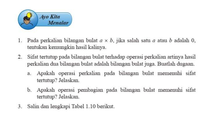 Kunci Jawaban Matematika Kelas 7 Semester 1 Halaman 32 33, Ayo Kita Menalar: Bilangan Bulat ...
