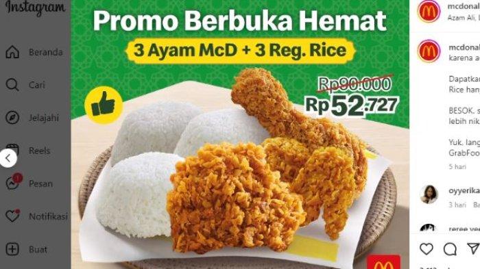 Promo McDonalds 29 Maret 2023, Paket Buka Bersama HEMAT 3 Ayam + 3 Nasi Cuma Rp50 Ribuan ...