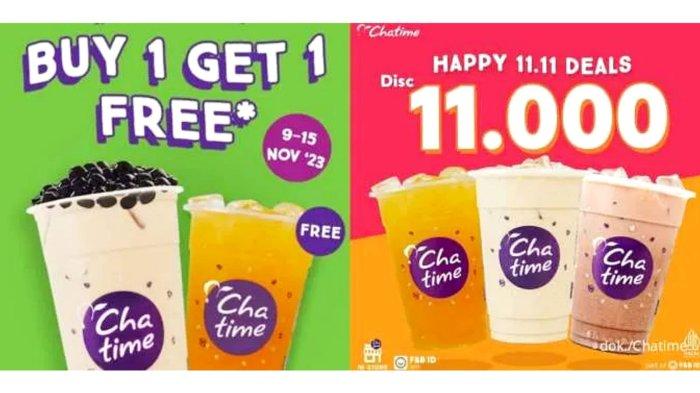 Happy 11.11! Promo Chatime 10-15 November 2023, Beli 1 Milk Tea with ...