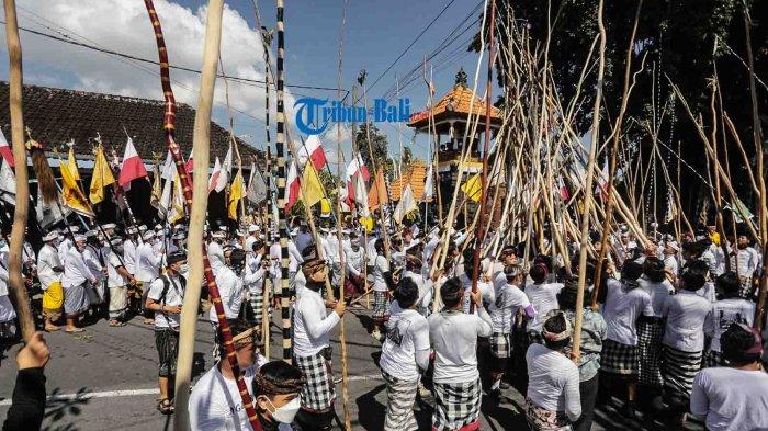 Potret Tradisi Mekotek di Desa Munggu Badung Bali Saat Hari Raya Kuningan 2021 - Tribun-bali.com