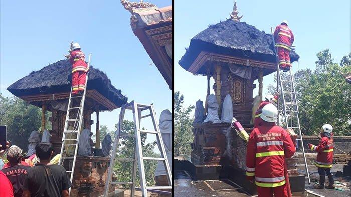 Bakar Sampah di Sebelah Pura, Atap Pelinggih Gedong Pura Griya Cakti ...