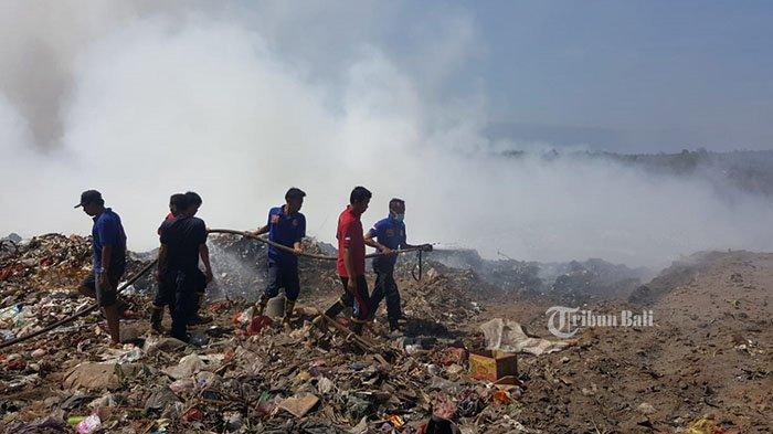 Tumpukan Sampah di TPA Bengkala Terbakar, Diduga Akibat Kemarau Panjang - Tribun-bali.com