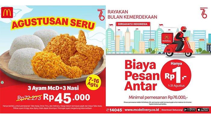 PROMO McD McDonald's TERBARU 8 - 16 Agustus 2021: Rp45.000 Dapat 3 Ayam McD + 3 Nasi - Tribun ...