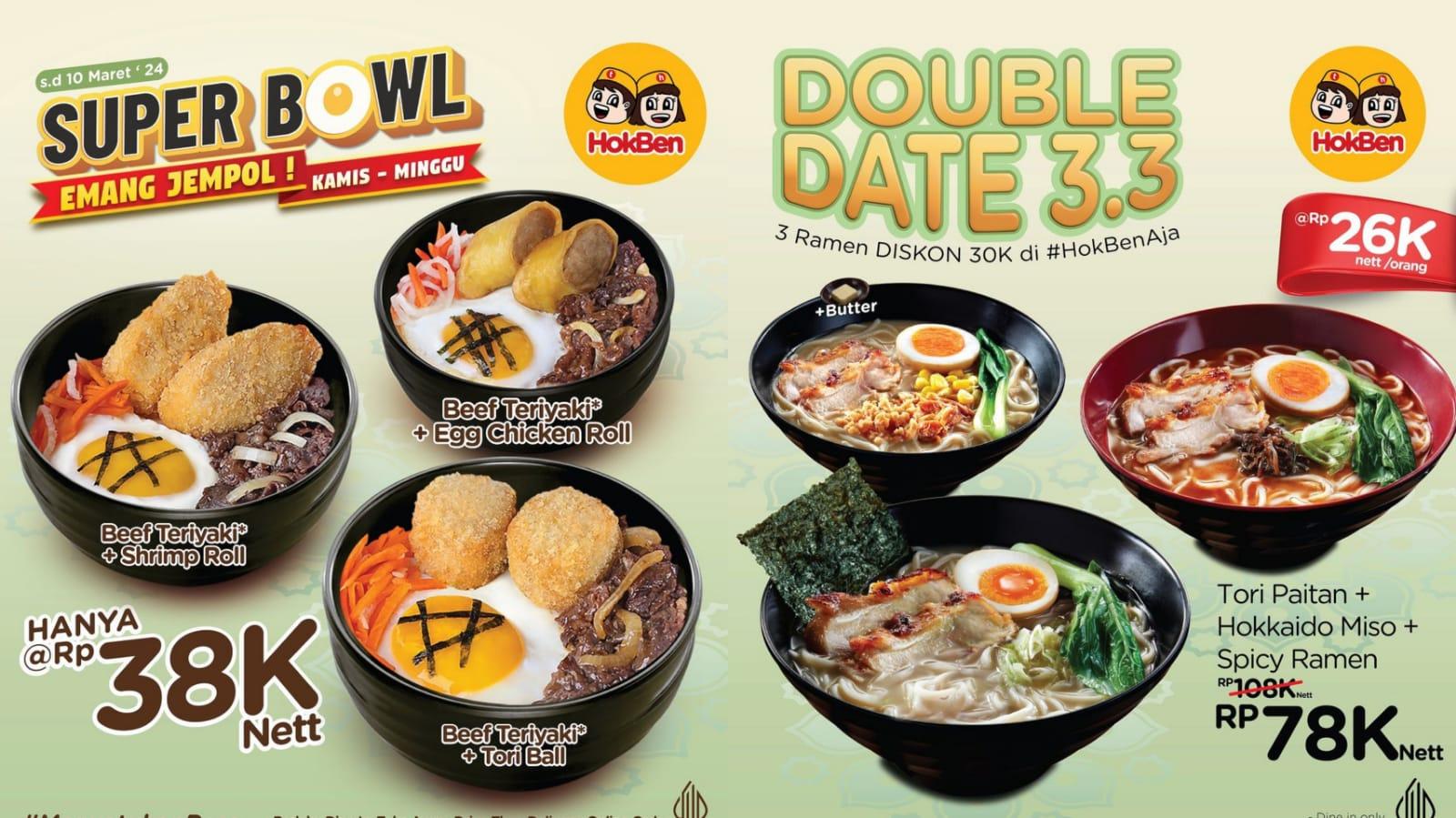 HEMAT! Promo HokBen 3 Maret 2024, Super Bowl Beef Teriyaki + Tori Ball + Telur Rp 38 Ribu ...