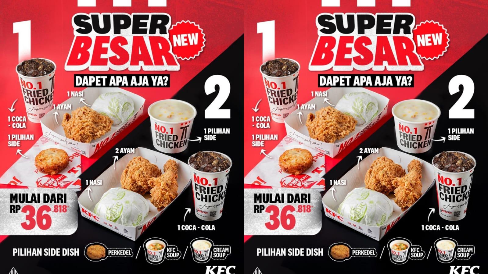 NEW! Promo KFC Maret 2024, Nikmati 1 Chicken + 1 Rice + 1 Coca-Cola + 1 Side Dish Rp 36 Ribuan ...