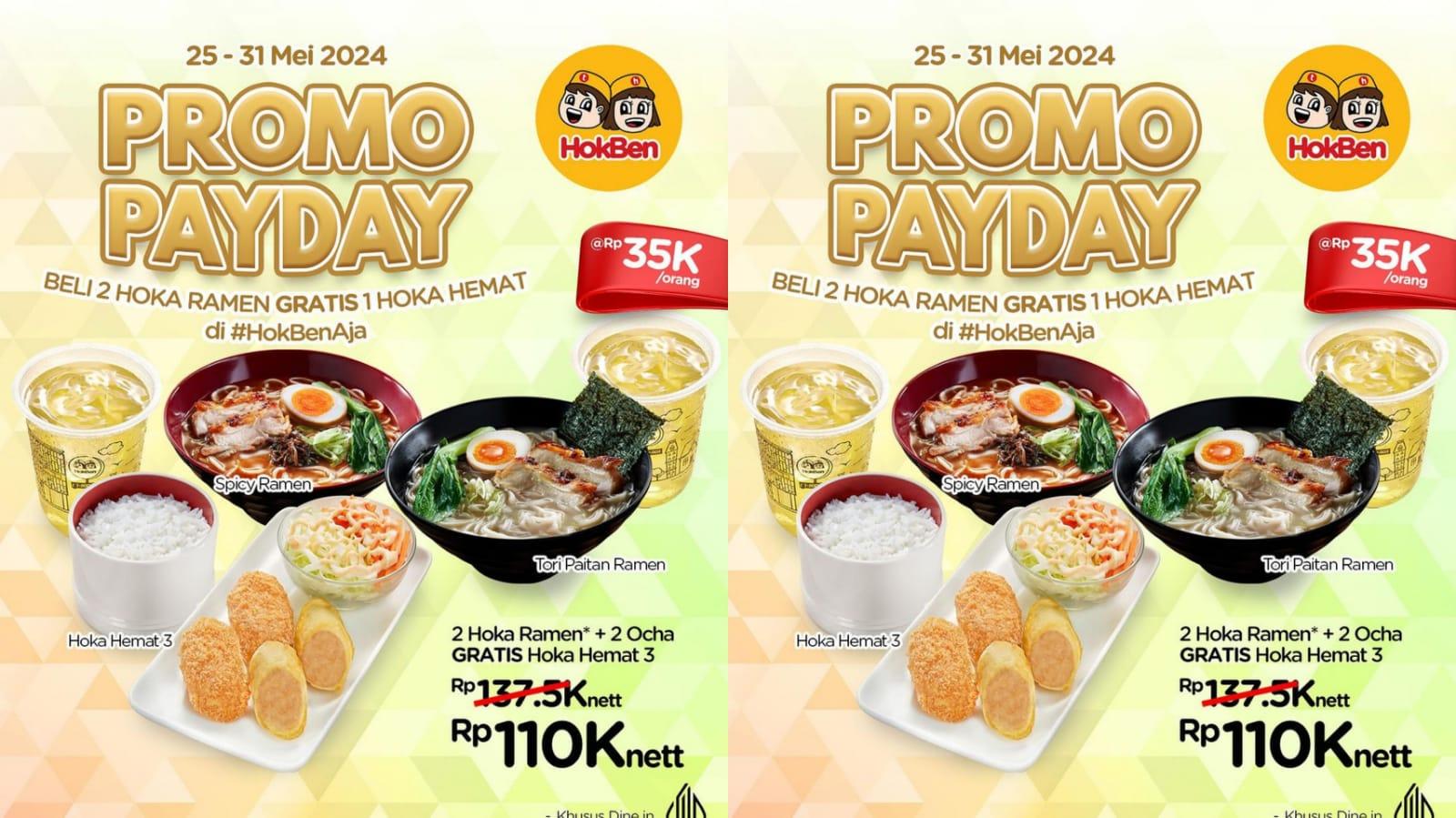 PASTI HEMAT! Promo HokBen 26-31 Mei 2024, Beli 2 Ramen dan 2 Cold Ocha Free Hoka Hemat 3 ...