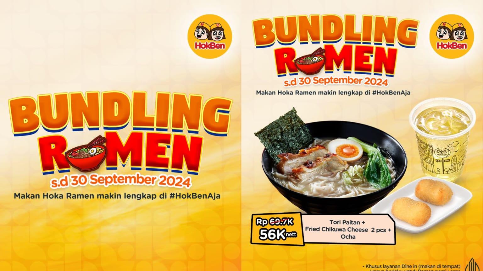 Promo Ramen HokBen 8-30 September 2024, Tori Paitan + Fried Chikuwa Cheese 2 Pcs + Ocha Rp 56 ...