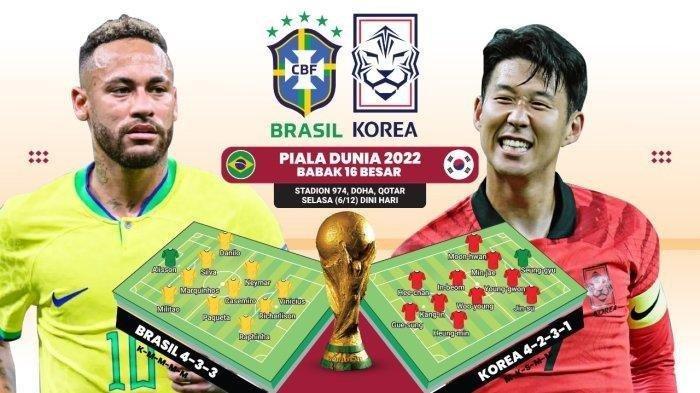 SUSUNAN Pemain Brasil vs Korsel, Neymar sudah Dimainkan, Berikut Prediksi Skor, Preview ...