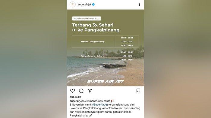 Ini Jadwal Penerbangan Super Air Jet Rute Jakarta-Pangkalpinang-Jakarta - Bangkapos.com