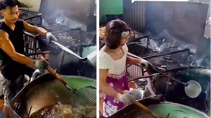 Sosok Jenii Nugraha, Pria Berkumis Pakai Daster dan Gamis Saat Goreng Kerupuk - Bangkapos.com