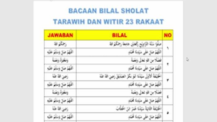 Jawaban Makmum Sholat Tarawih 11 dan 23 Rakaat Lengkap PDF-nya - Bangkapos.com