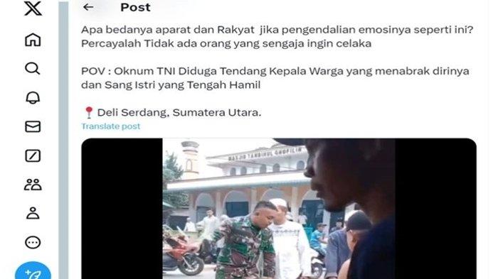 Sosok Oknum TNI Tendang Kepala Warga di Deli Serdang, Terkuak Penyebabnya, Ini Kata Kapendam ...