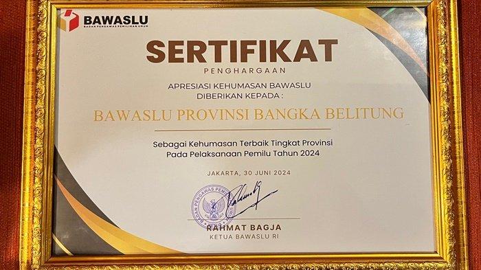 Bawaslu Babel Raih Apresiasi Kehumasan Terbaik Tingkat Provinsi dari Bawaslu RI - Bangkapos.com