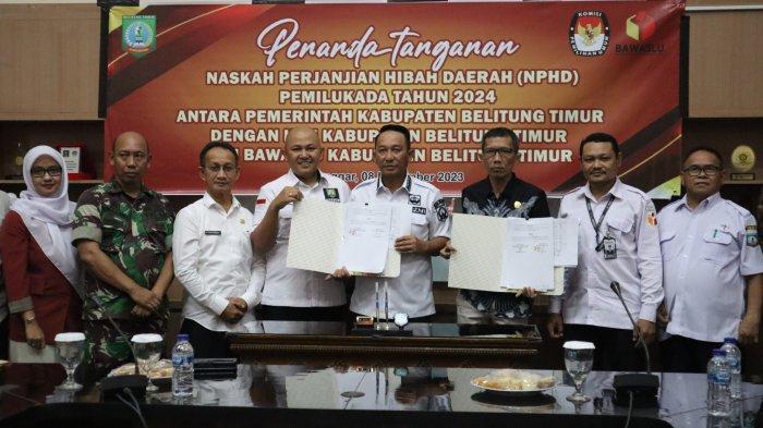 KPU dan Bawaslu Beltim Terima Dana Hibah Pemkab Beltim untuk Pilkada 2024 Rp22 Miliar ...