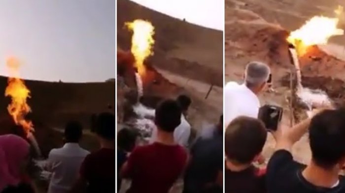 Heboh, Ada Sumber Air Bercampur Api Muncul di Perbatasan Saudi dan ...
