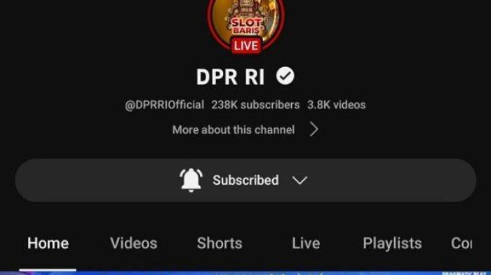 Hacker Beraksi, Akun Youtube DPR RI Jadi Korban, Muncul Tampilan ...
